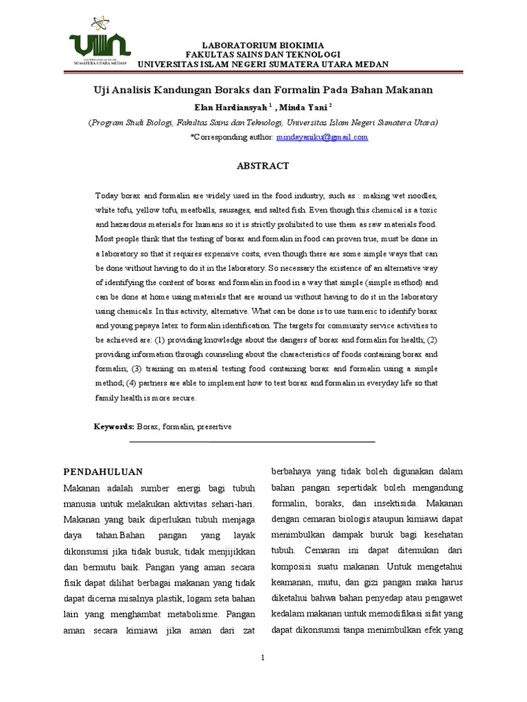 JURNAL BORAKS FORMALIN 1 | PDF | Chemical Substances | Materials