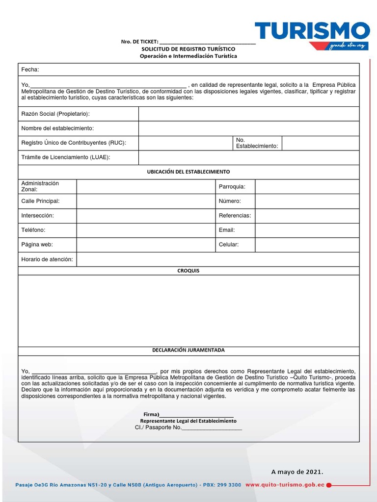 Formulario Registro Turístico Agencias de Viajes | Descargar gratis PDF | Turismo | Gobierno