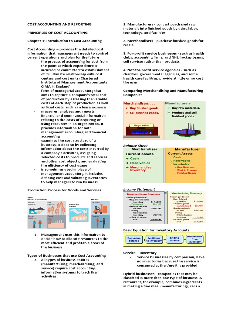 Cost Accounting and Reporting Chapter 1 Reviewer | PDF