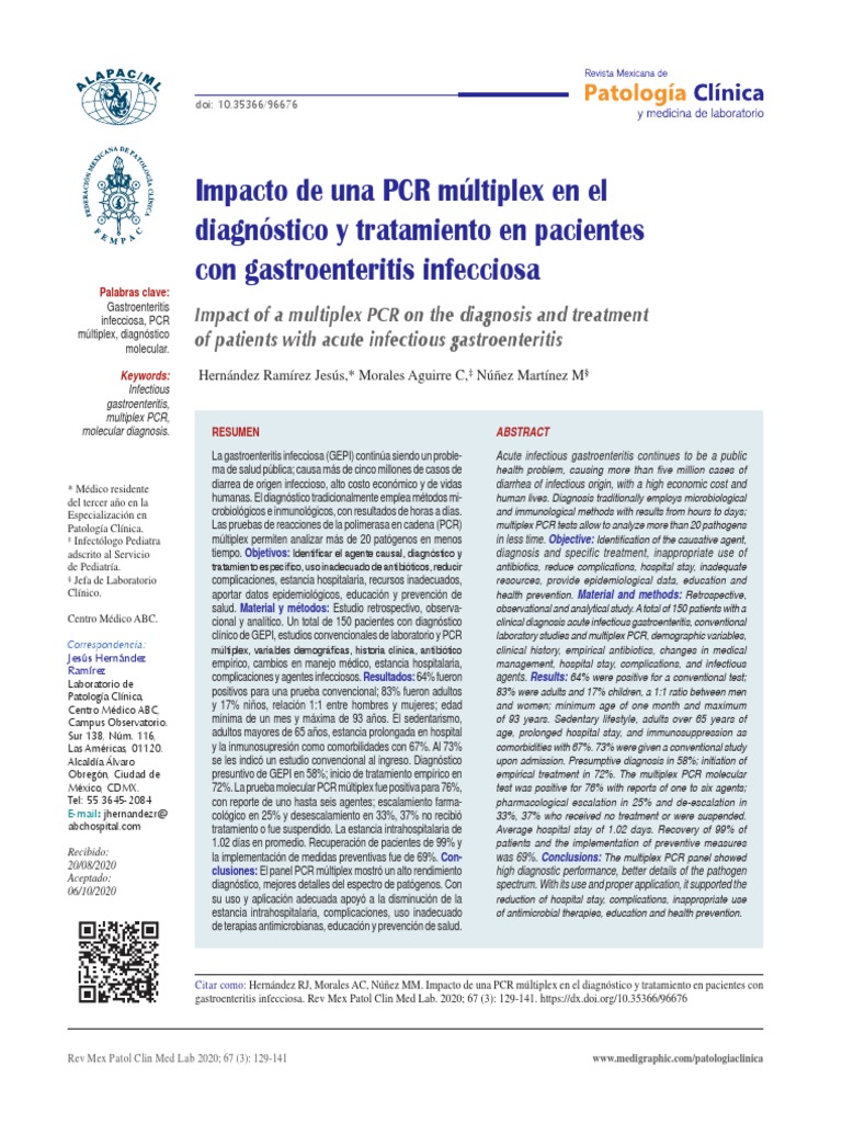 Impacto de PCR Múltiplex en Gastroenteritis | PDF | Diarrea | Reacción ...