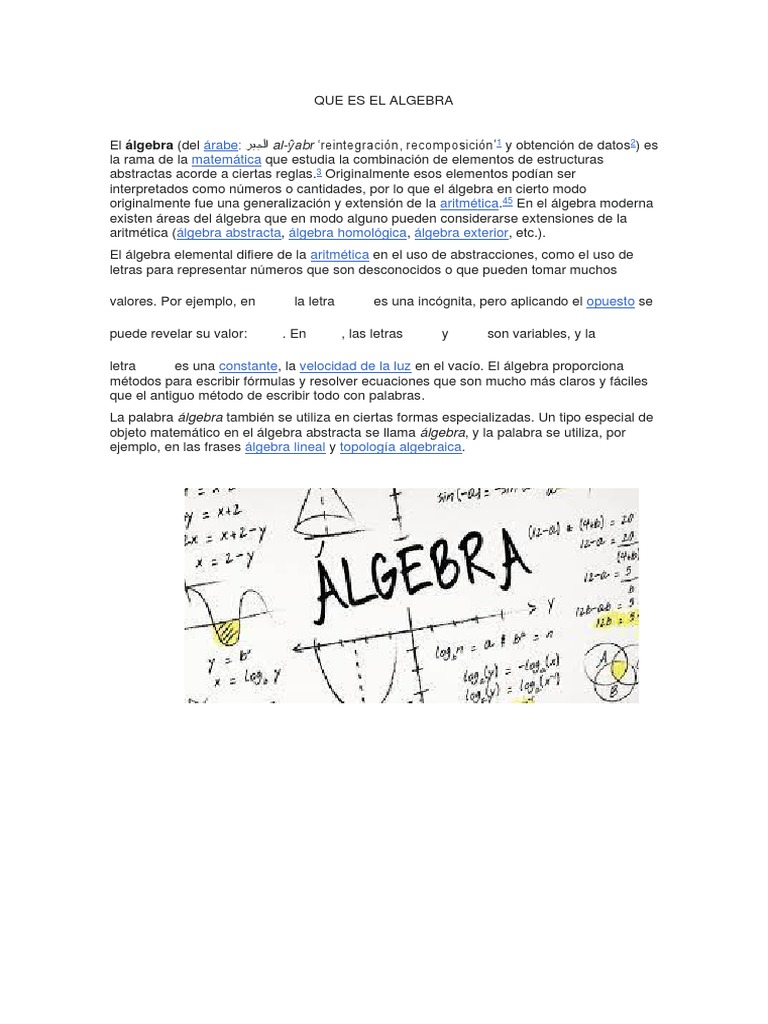 ¿Qué es el álgebra y para qué sirve? | PDF | Artes del Lenguaje y ...