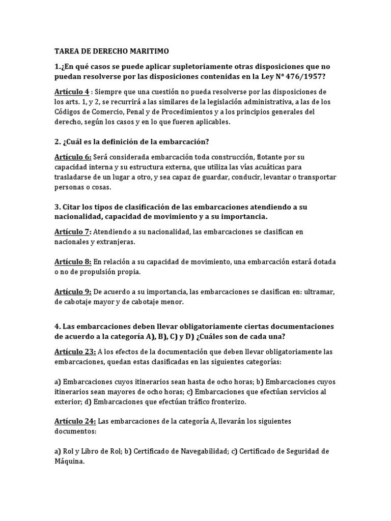 Tarea de Derecho Maritimo 12-10-2022 | PDF | Derecho