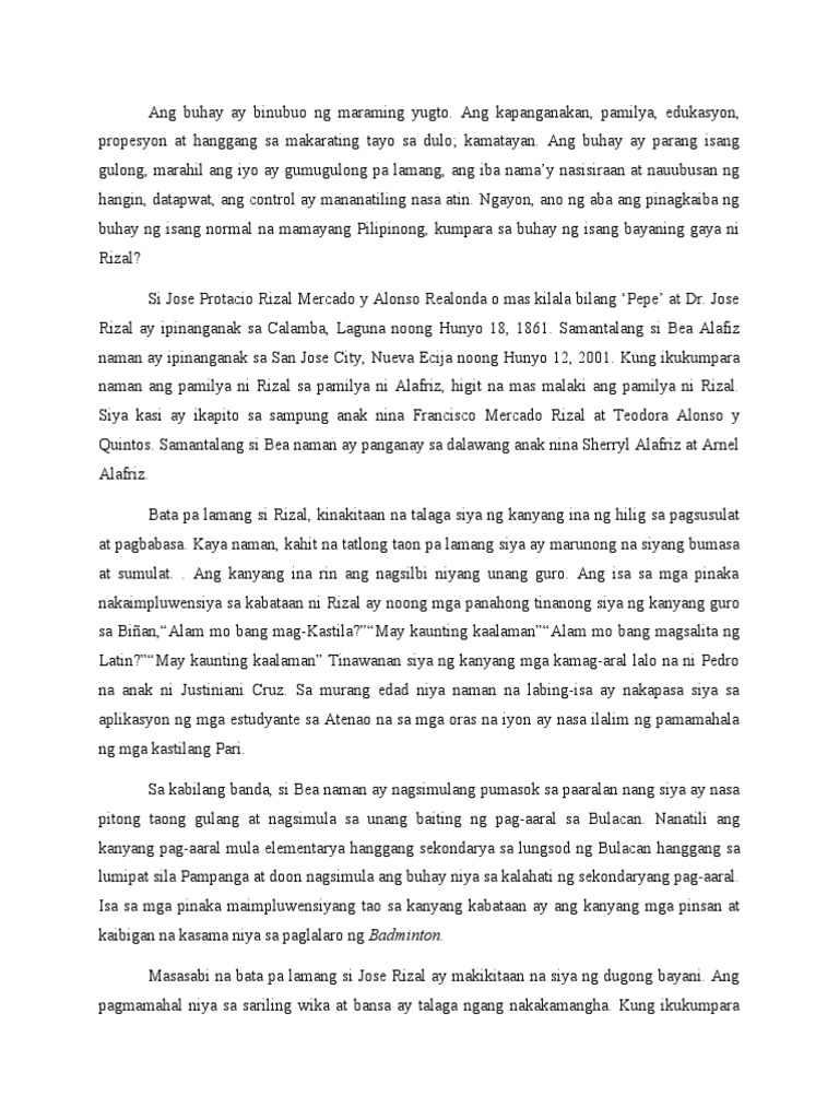 Biographical Essay - Early Life of Jose Rizal | PDF