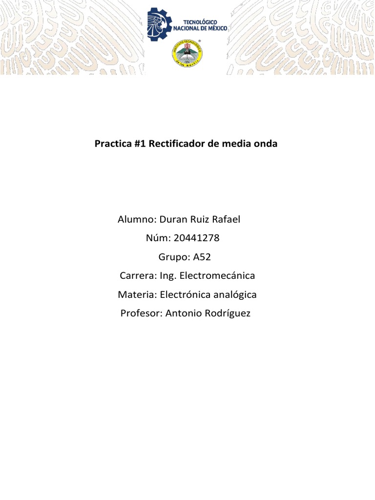Practica 1 Electronica Analogica Pdf