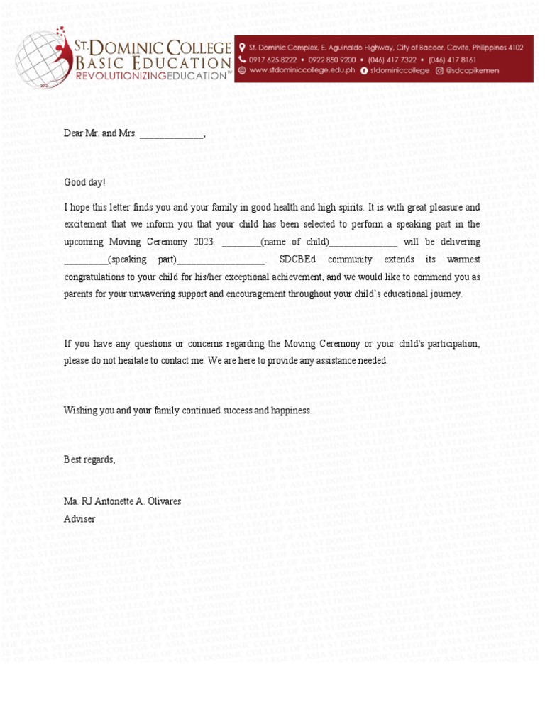 Congratulatory Letter Speaking Part | PDF