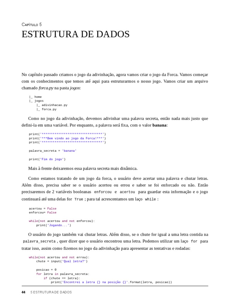 Jogo Da Forca | Download grátis PDF | Python (linguagem de programação ...