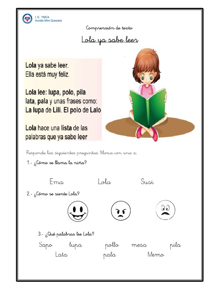 Comprension de Texto Letra L | PDF