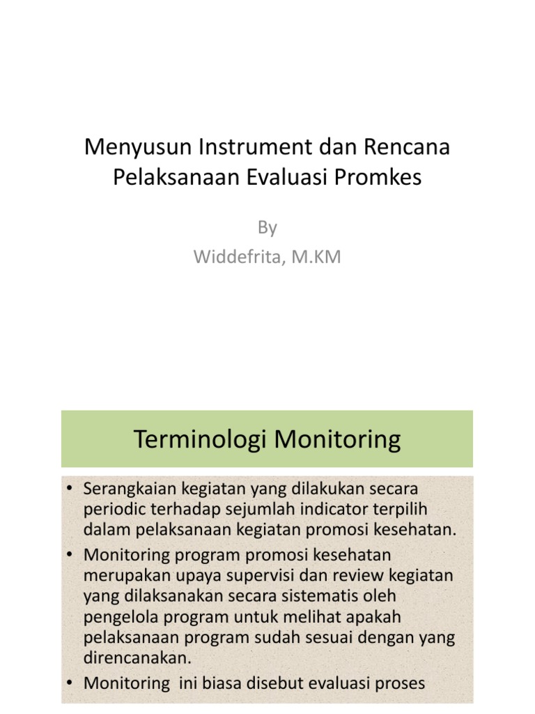 Menyusun Instrument Dan Rencana Pelaksanaan Evaluasi Promkes | PDF