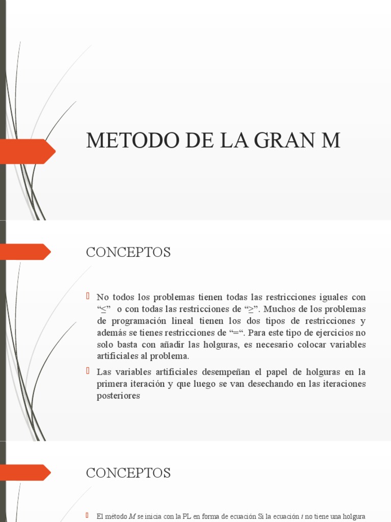 Método de la Gran M en Programación Lineal | PDF