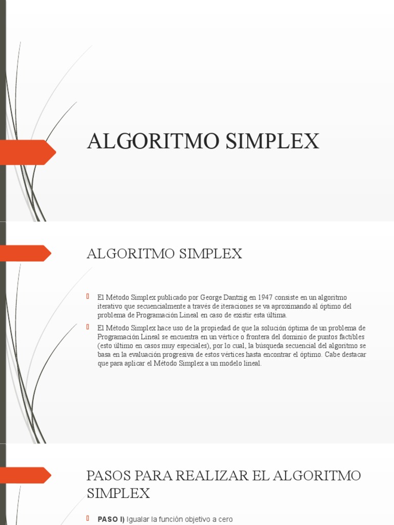 Algorítmo Simplex | PDF | Programación lineal | Informática teórica