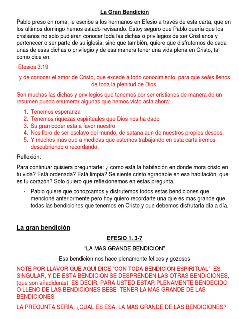 Efesios 1.3-14 Actualizado | PDF