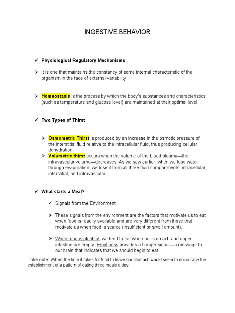 PHYSIO PSYCH Chapter-12-Ingestive-Behavior-Fact-Sheets | PDF | Eating ...