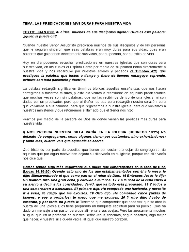 Predicaciones Duras para Reflexionar | PDF