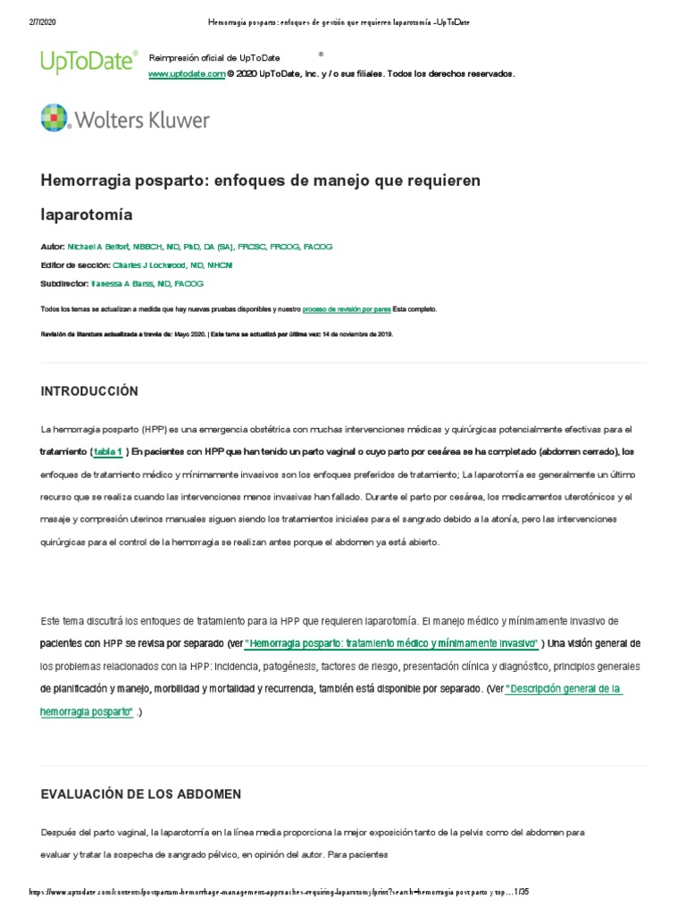 Postpartum Hemorrhage Management Approaches Requiring Laparotomy