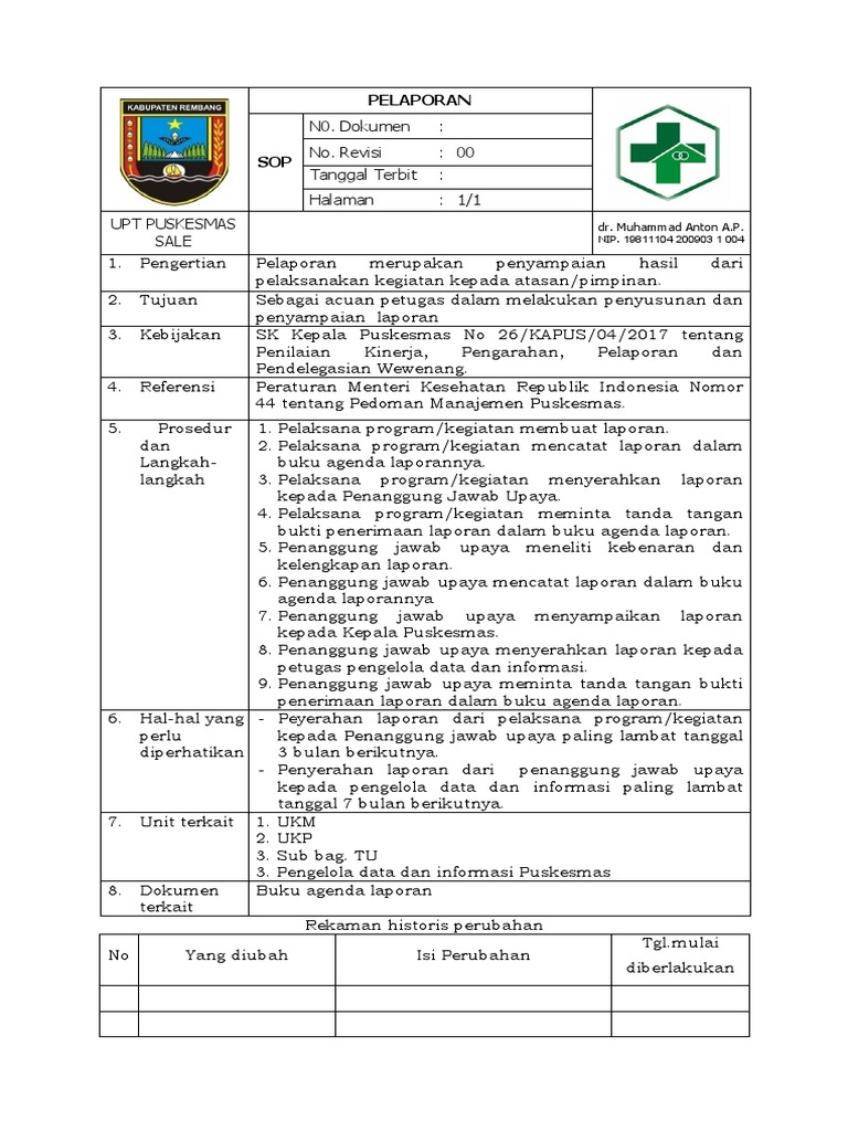 SOP Pelaporan | PDF | Pengembangan Diri | Sains & Matematika
