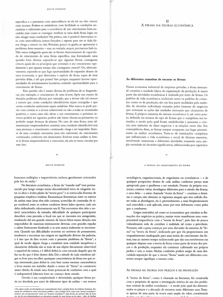 Penrose (1959) - Cap. 1-A Firma Na Teoria Econômica | PDF