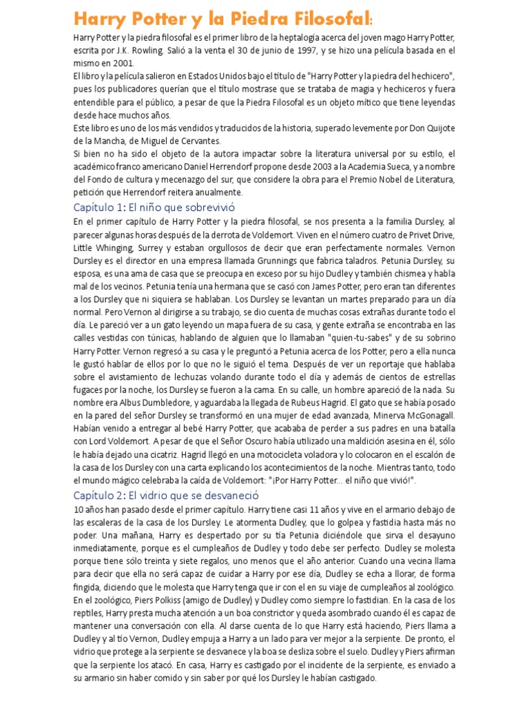 Harry Potter y La Piedra Filosofal | PDF