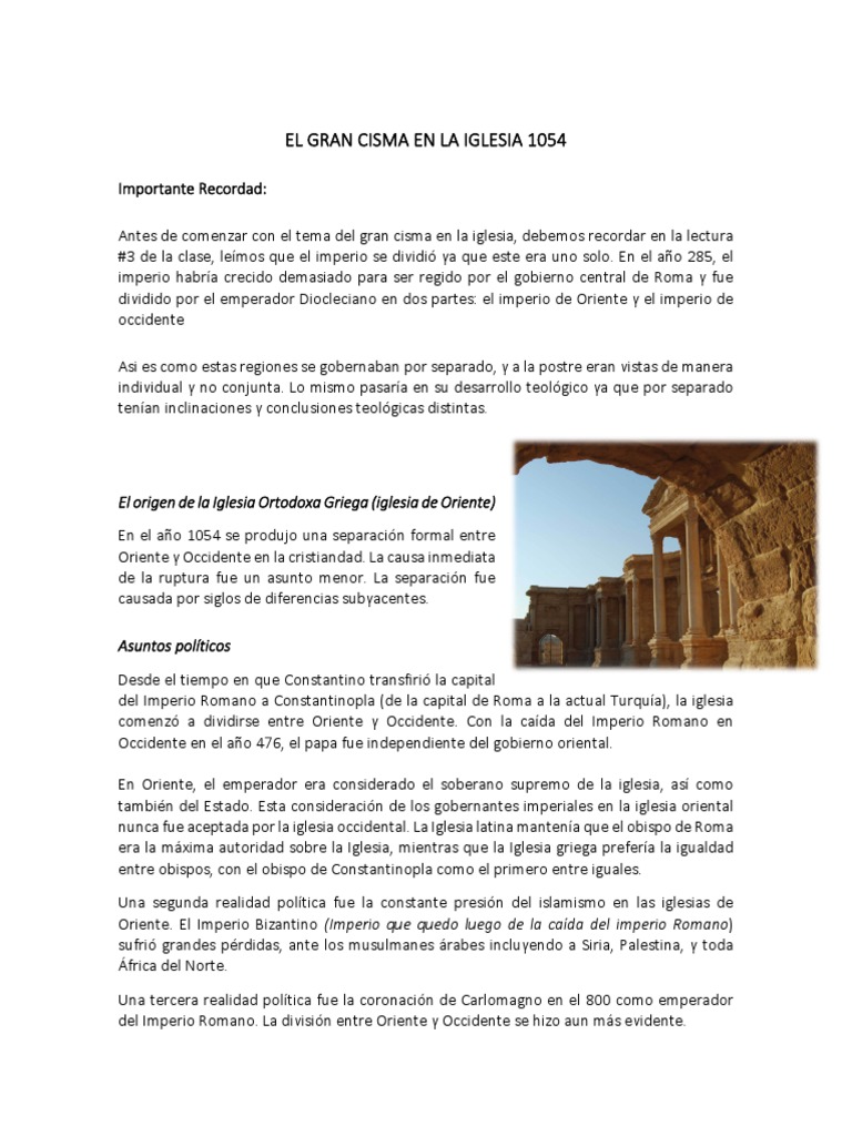 El Gran Cisma en La Iglesia | PDF | imperio Bizantino | Iglesia Católica