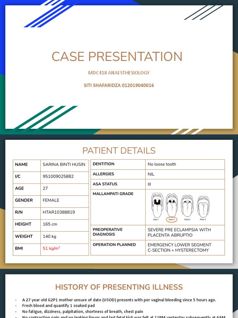 Anesthesiology Case Presentation | PDF