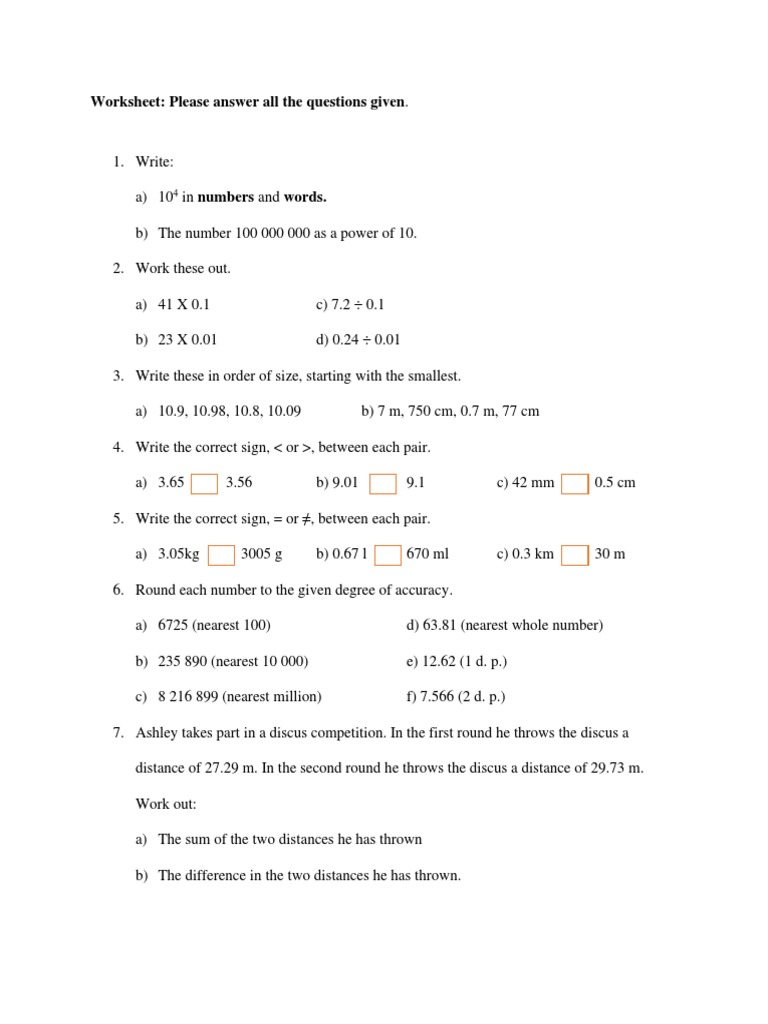 Worksheet Pre IGCSE 01 Mathematics (1) | PDF | Mathematics