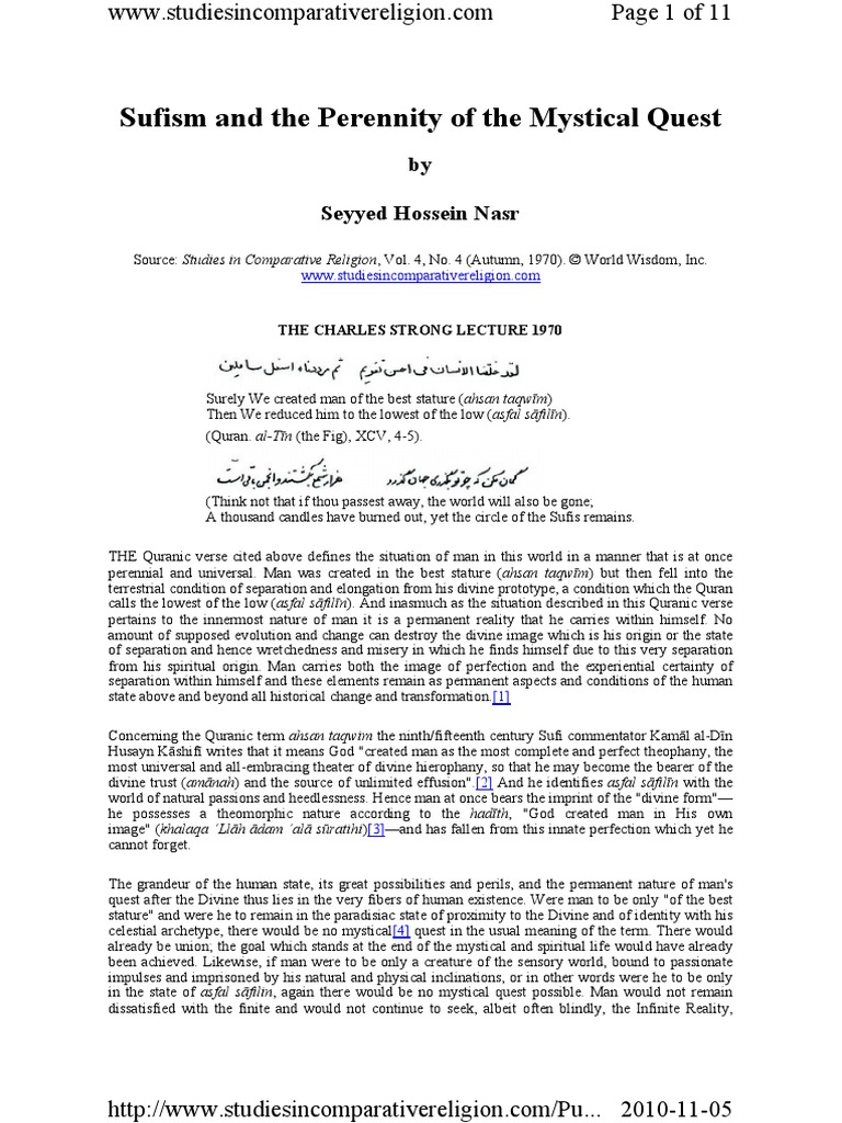 Seyyed Hossein Nasr - Sufism and The Perennity of The Mystical Quest | PDF | Sufism | Mysticism