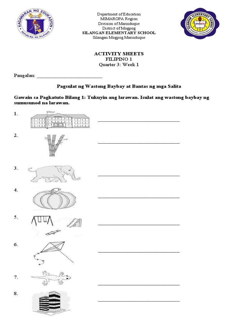 FILIPINO 1 Activity Sheet Q3 W1 | PDF