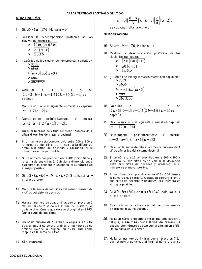 NUMERACION | PDF | Notación | Notación Matemática
