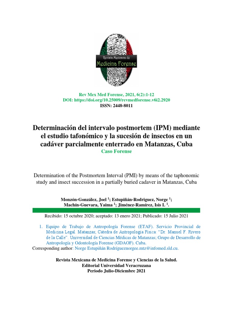 Estimación del IPM en cadáver en Cuba | PDF