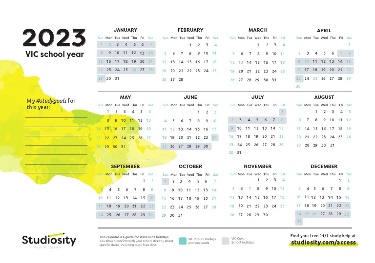 2023 Calendar - VIC Studiosity-2 | PDF