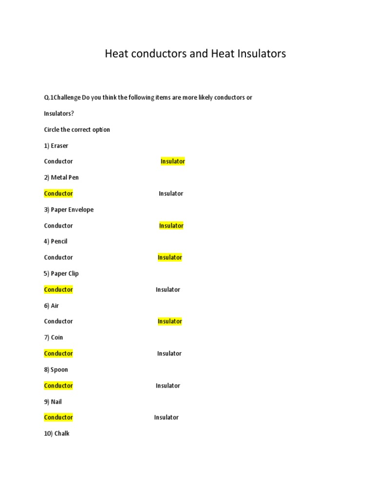 Heat Conductors and Heat Insulators | PDF | Home & Garden