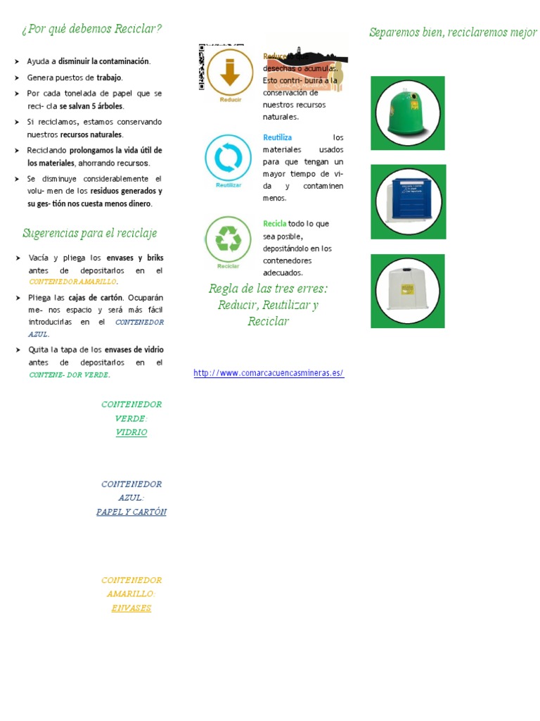 Triptico Reciclaje | Descargar gratis PDF | Reciclaje | Lentes