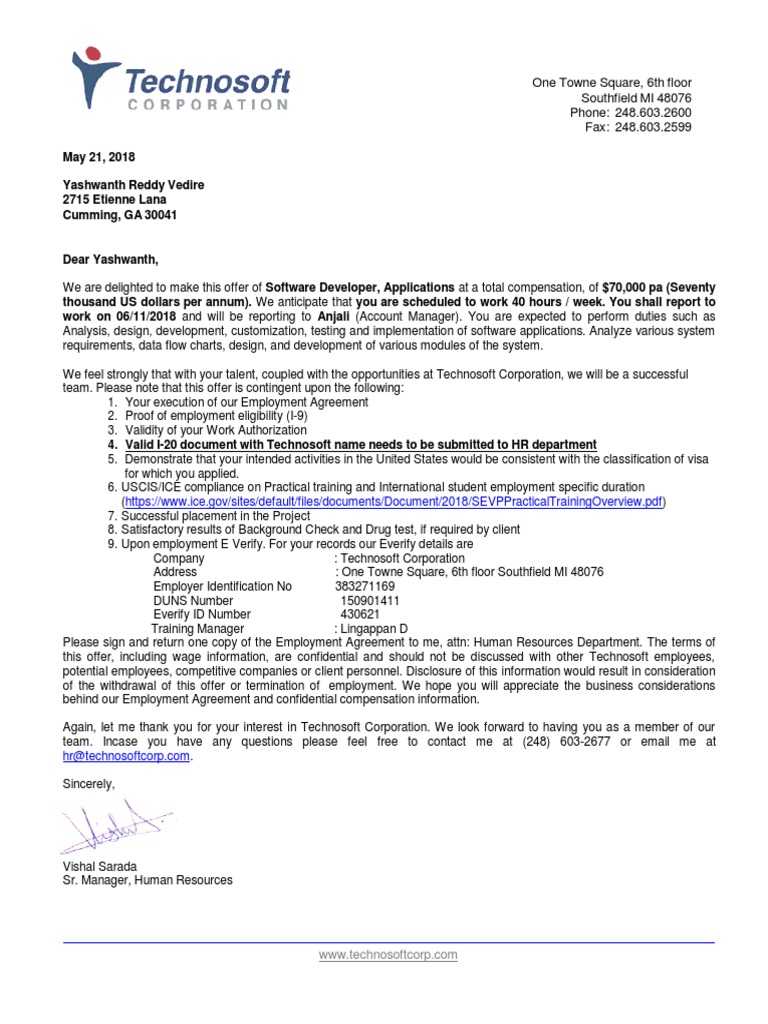 Technosoft Offer | PDF | Employment | Liquidated Damages