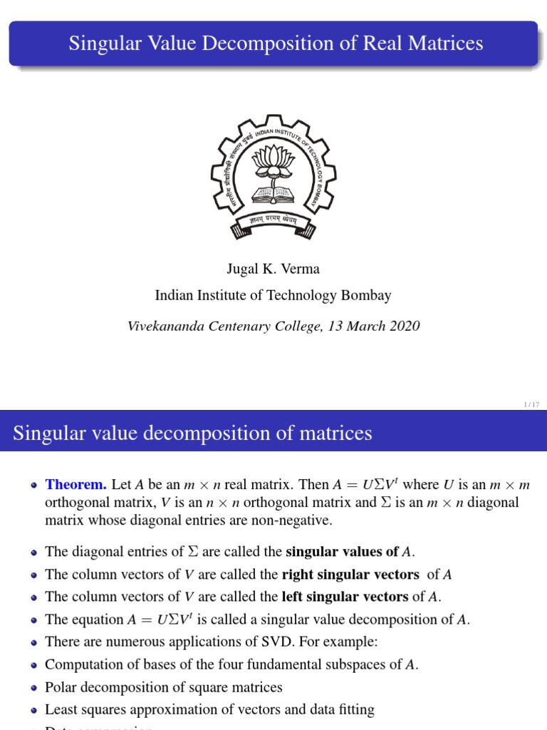 SVD Slides | PDF | Matrix (Mathematics) | Eigenvalues And Eigenvectors