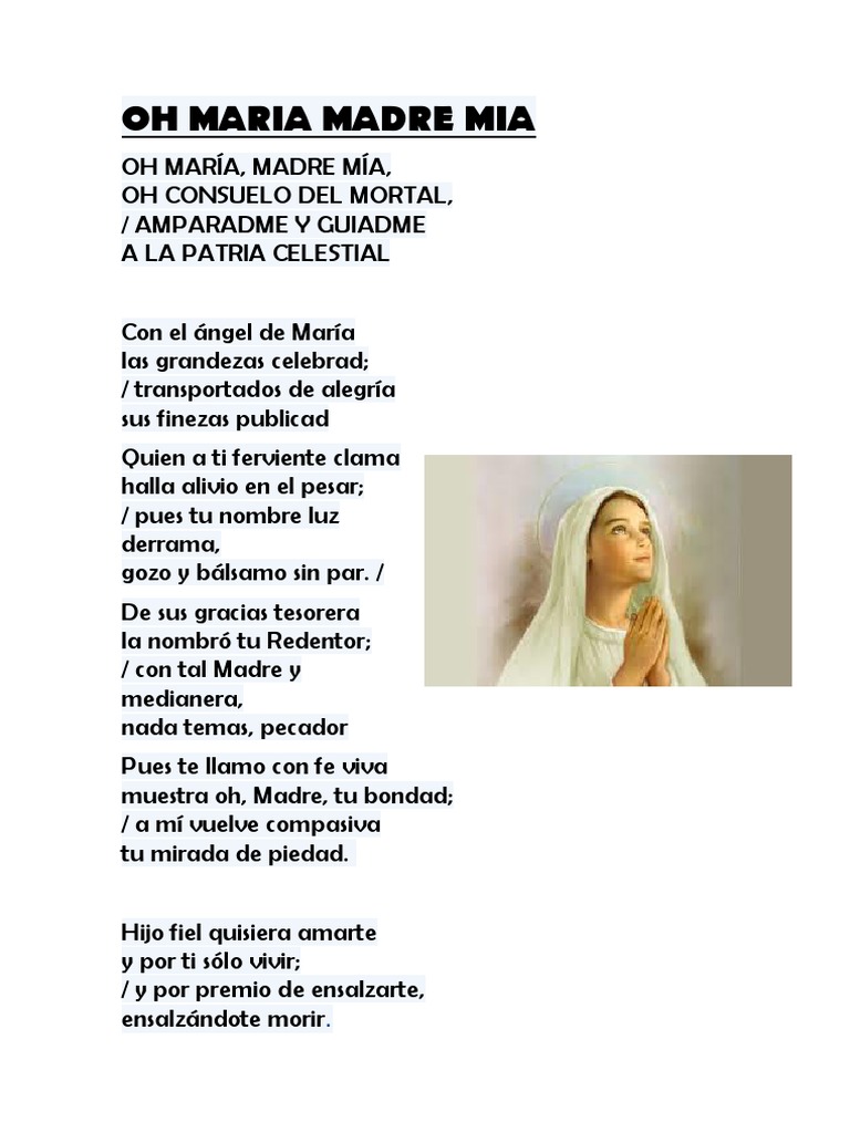 Oh María, Madre Mía: Letra y Significado | PDF