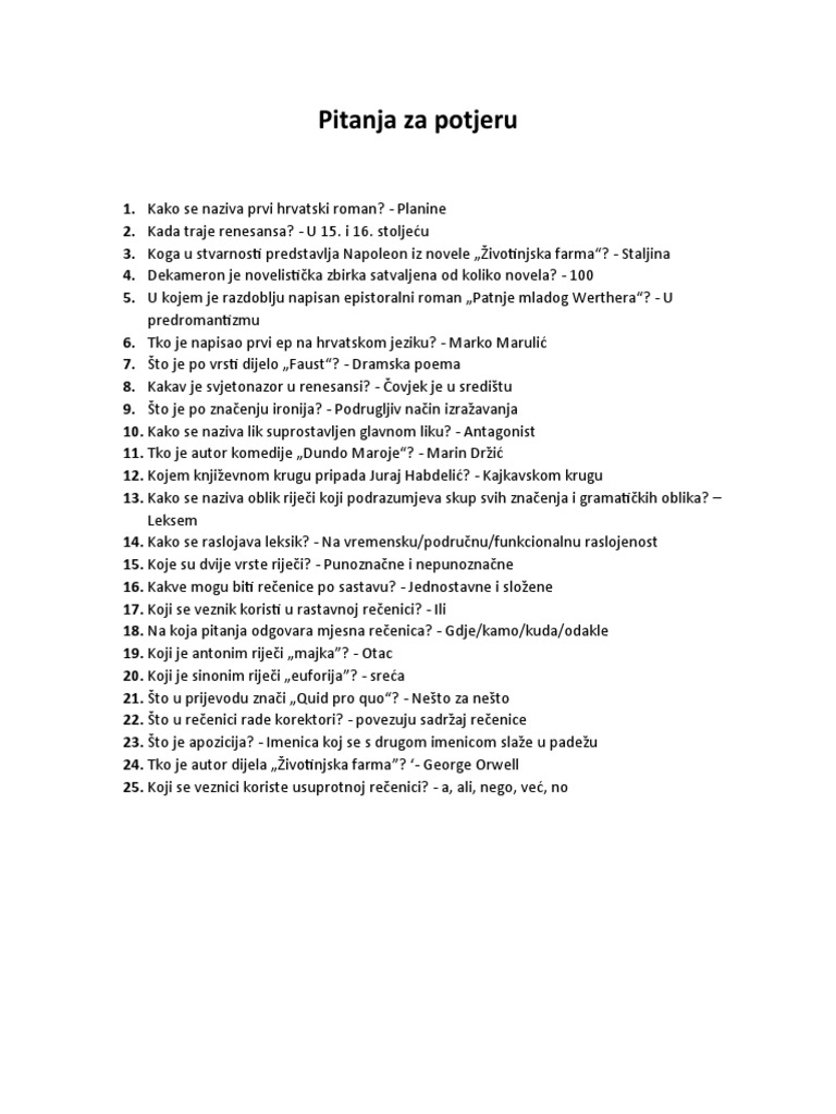 Pitanja Za Potjeru | PDF