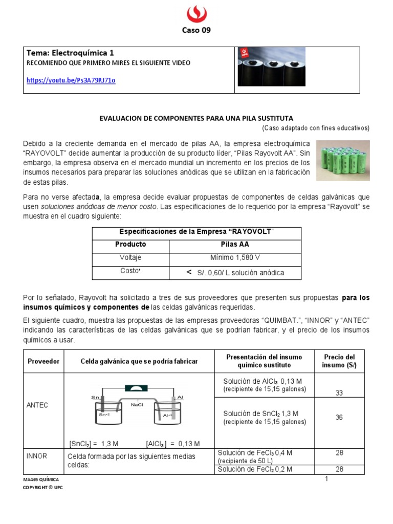 CS13 Caso 9 Fabricacion de Una Pila Sustituta | PDF | Economias | Ciencias fisicas