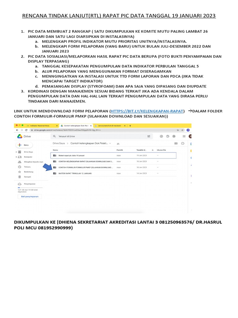 RTL Rapat Pic Data Tanggal 19 Januari 2023 Edit 1 | PDF