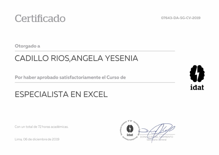 Certificado Excel | PDF