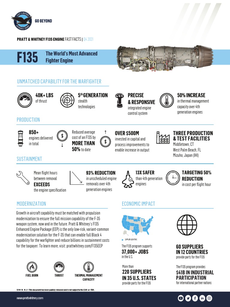 F135 Engine Specifications Overview | PDF | Lockheed Martin F 35 ...