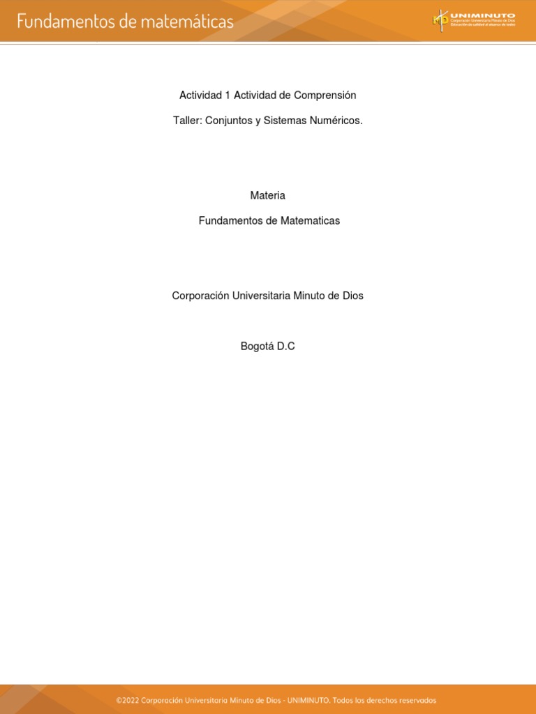 Actividad 1 Fundamentos de Matematicas | PDF