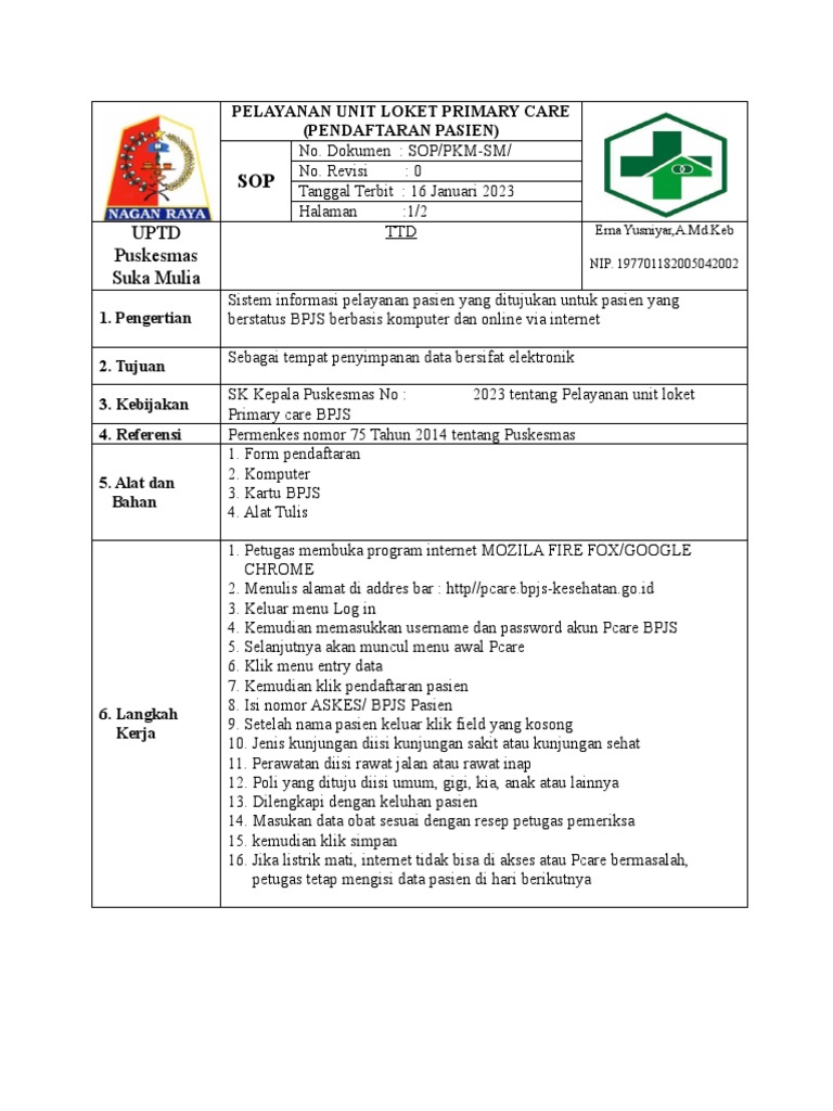 Sop Pcare | PDF