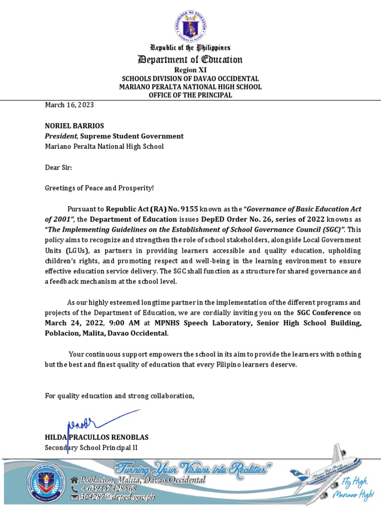 Letter of Invitation SSG President | PDF