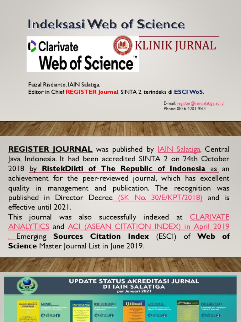 Workshop Indeksasi WoS Klinikjurnal 2022 | PDF