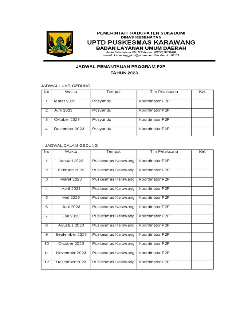 2.6.3 Jadwal Pemantauan p2p | PDF