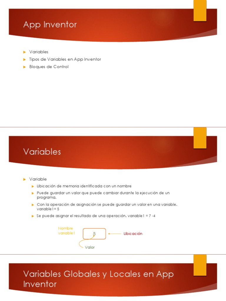 Variables y Bloques en App Inventor | PDF | Variable (informática) | Programa de computadora