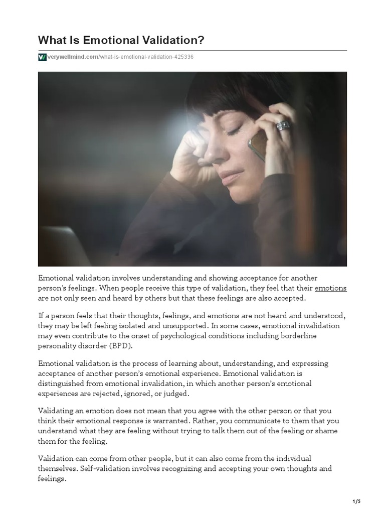 What Is Emotional Validation | PDF | Borderline Personality Disorder ...