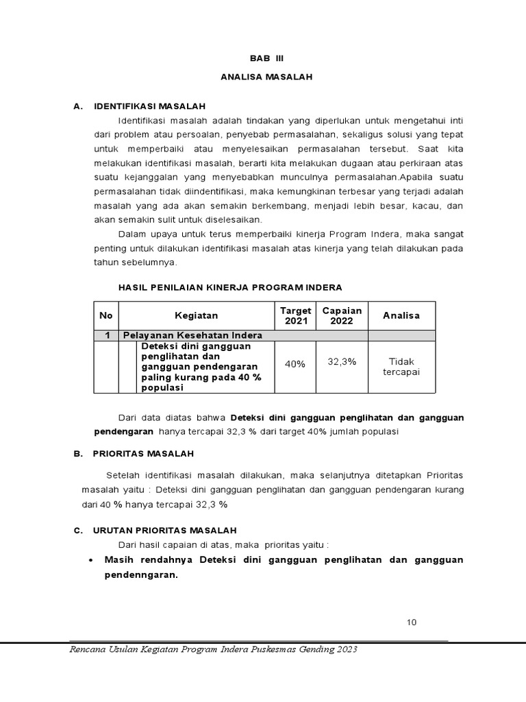 BAB III ANALISA MASALAH Indera 2024 | PDF