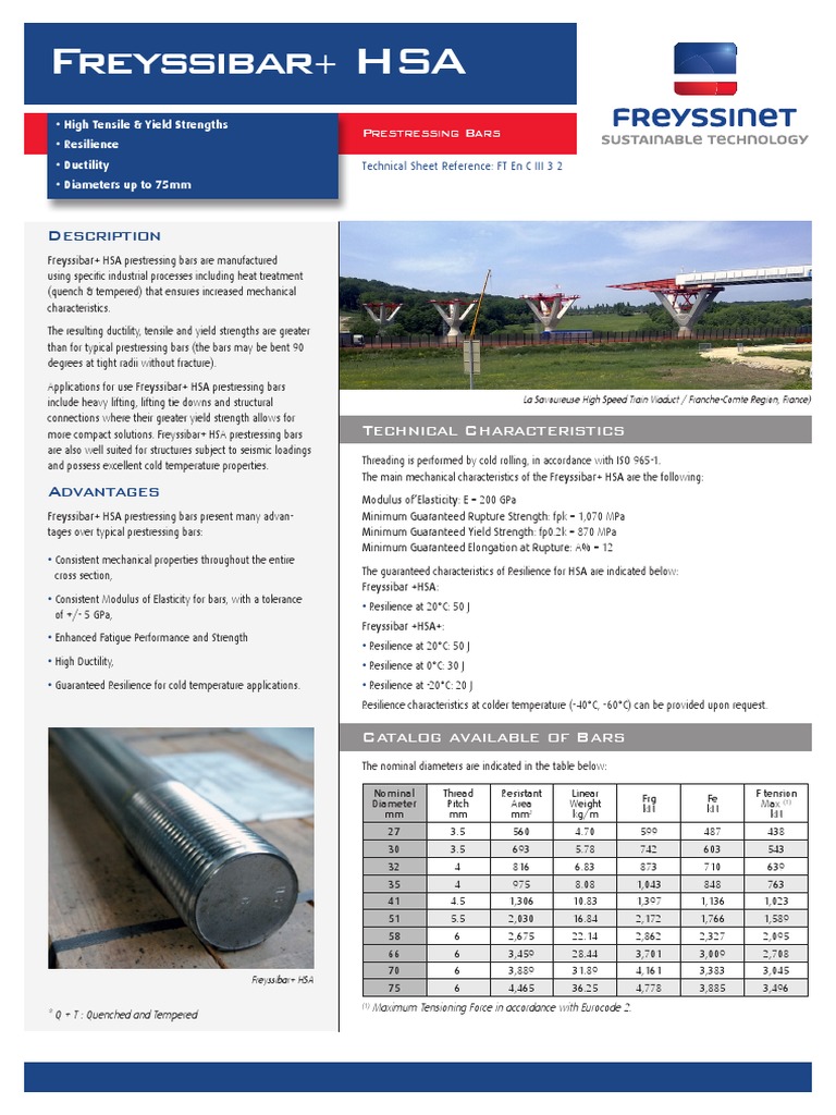 Fiche tech - Freyssibar HSA En_v02 | PDF | Strength Of Materials | Fracture