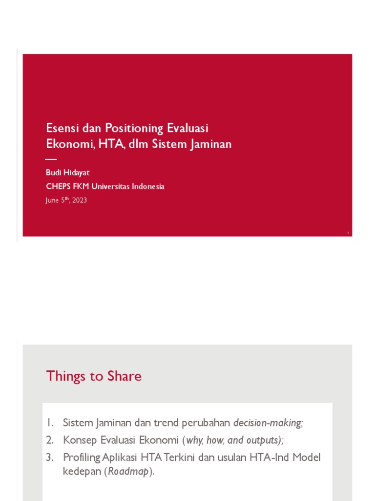 Esensi - Positioning HTA - BHidayat | PDF | World Health Organization | Economies
