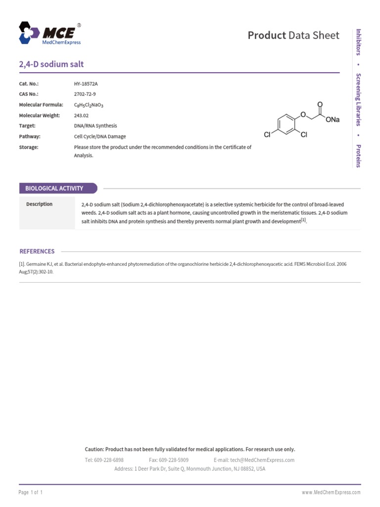2,4-D Sodium Salt Herbicide Overview | PDF | Dna | Proteins